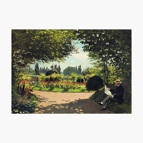 "Adolphe Monet Reading In The Garden 1866 - Claude Monet Painting ...