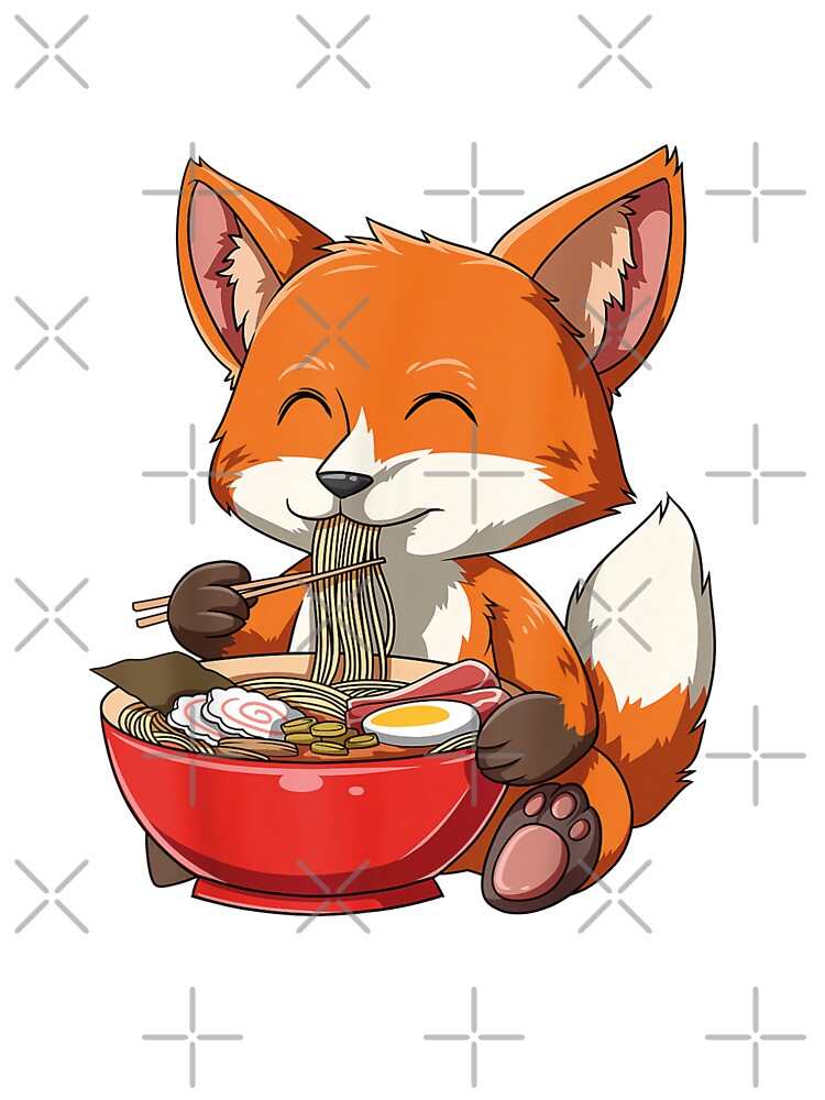 "cute fox eat ramen, ramen noodles,foodies , Anime lovers" Kids T-Shirt ...