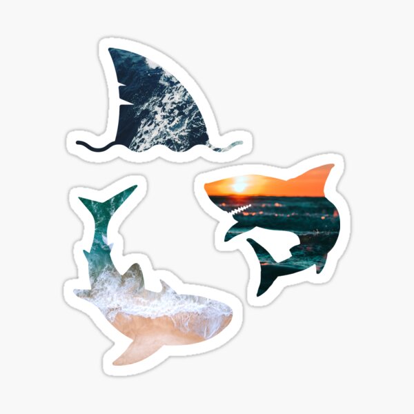 "Blue Ocean - Sunset - Beach Shark Sticker Pack" Sticker for Sale by ...