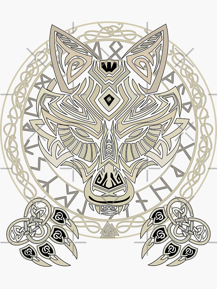 "Viking wolf symbol" Sticker by Nelson Valente | Redbubble