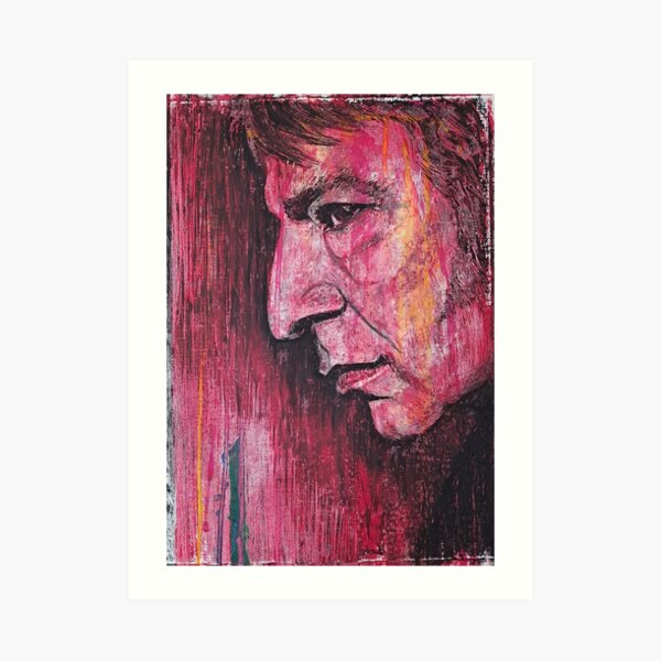 "Alan Rickman - Hand-Drawn Oil and Ink Portrait" Art Print for Sale by ...