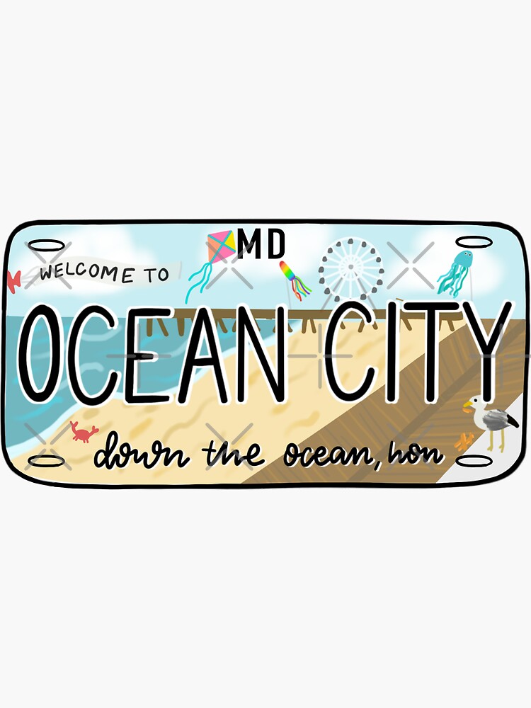 "Ocean City MD license plate" Sticker for Sale by Jeandabean | Redbubble