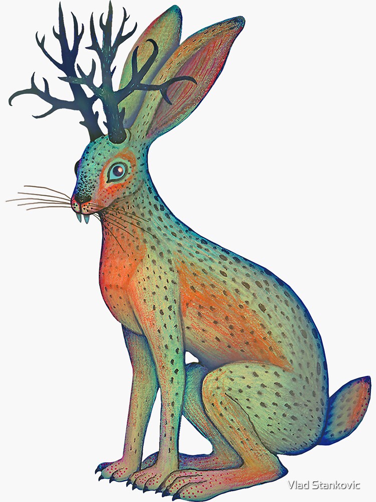 "Jackalope" Sticker for Sale by vladimirsart | Redbubble