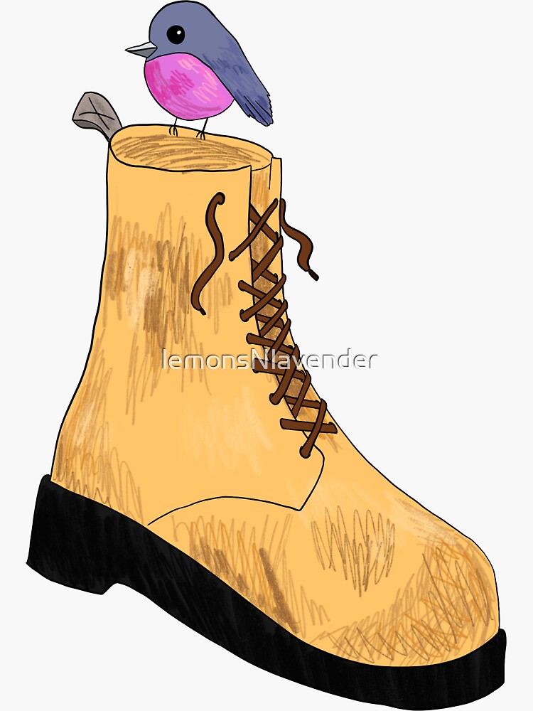 "Doc martins yellow boots with bird" Sticker for Sale by ...