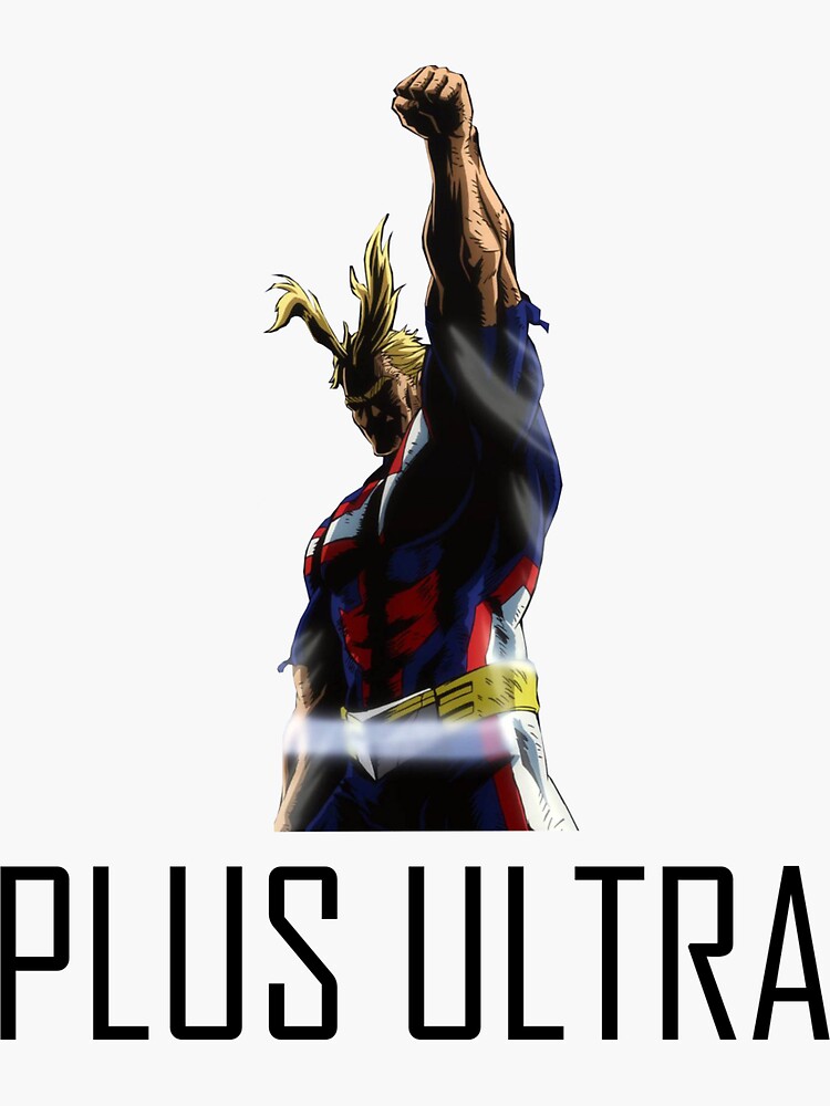 "cool design of anime my hero academia plus ultra all might" Sticker ...
