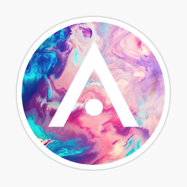 "Blue and Pink Watercolor Aveda Logo" Sticker by Dalaura | Redbubble
