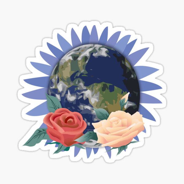 "Earth and flowers" Sticker for Sale by Atsuwu | Redbubble