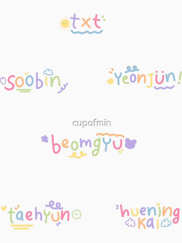 "TXT Sticker Pack Doodles (5 names + 1 logo) ☆" Sticker for Sale by ...