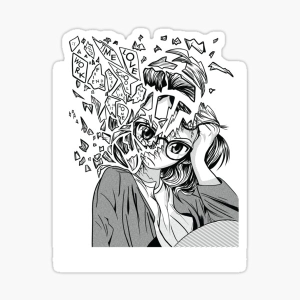 "Stressed Out Anime Girl " Sticker for Sale by gensgraphics | Redbubble