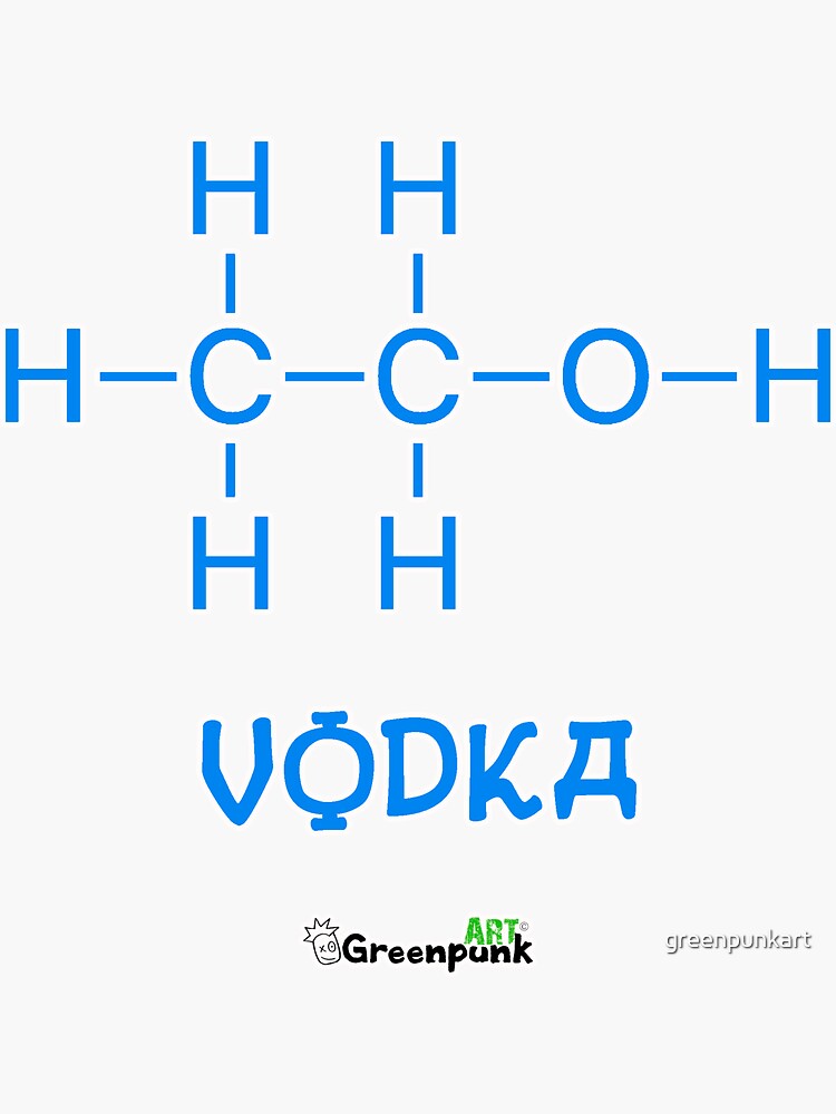 "Chemistry of vodka" Sticker for Sale by greenpunkart | Redbubble
