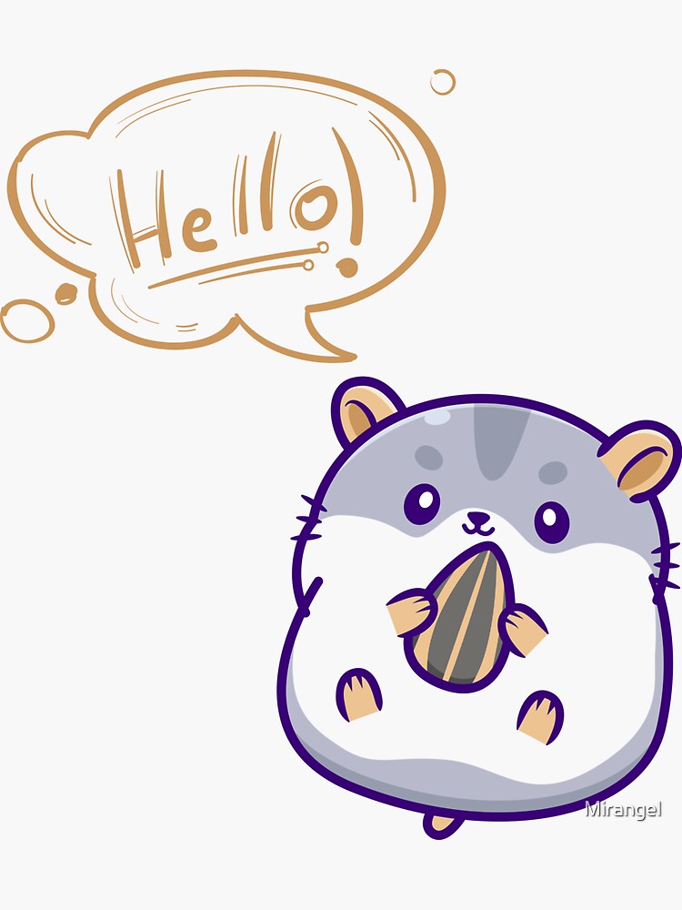 "Hello Cute Hamster" Sticker for Sale by Mirangel | Redbubble