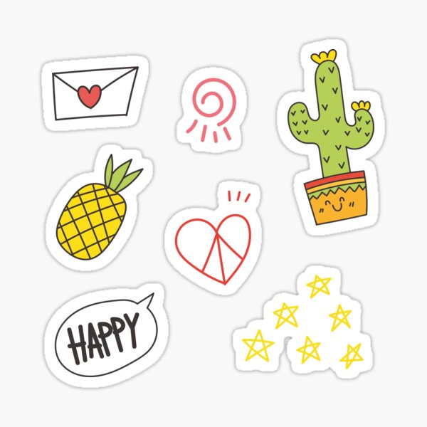 "Happy Doodle pack" Sticker by DigiAesthetics | Redbubble