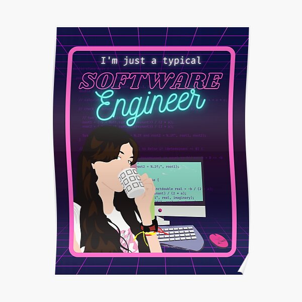 "Software Engineer - Cool neon design for women programmers and coders" Poster for Sale by ...