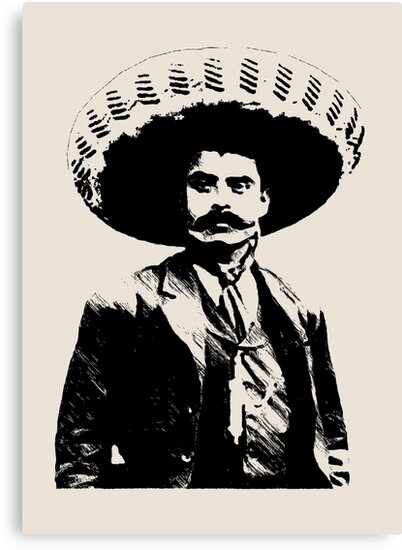 Lienzo «Emiliano Zapata - negro monocromo» de Bela-Manson | Redbubble