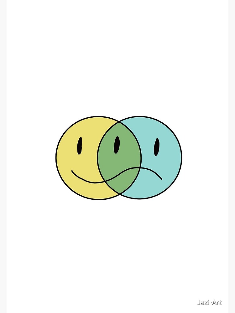 "Sad but happy, blue yellow and green emotions smiley face" Spiral ...
