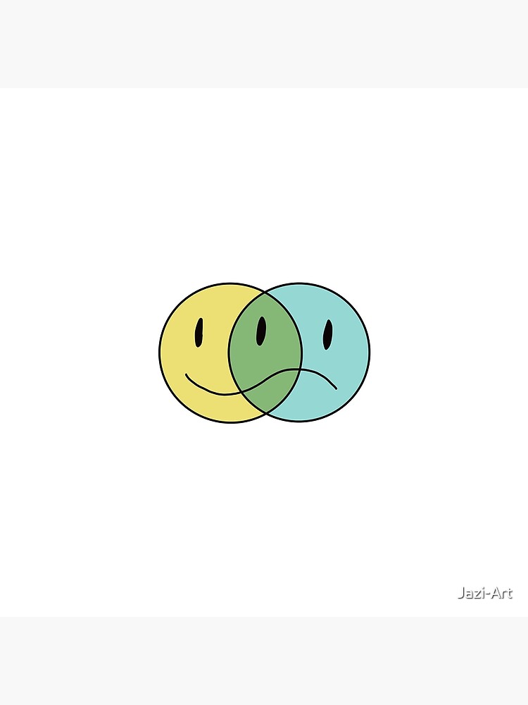 "Sad but happy, blue yellow and green emotions smiley face" Poster by ...