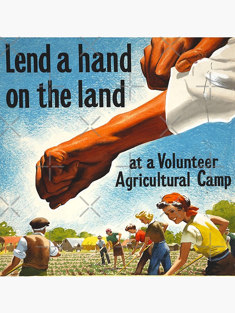 "Vintage Lend a Hand on the Land Poster" Art Print by unhingedheather ...