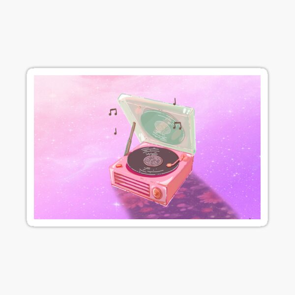 "Aesthetic Pink Record Player" Sticker by eienlie | Redbubble