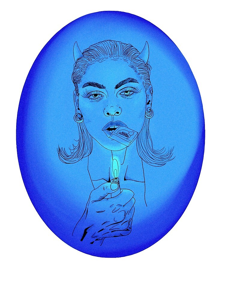 "Blue Devil Girl A5 Art Portrait " Art Print for Sale by ApricotGArt ...