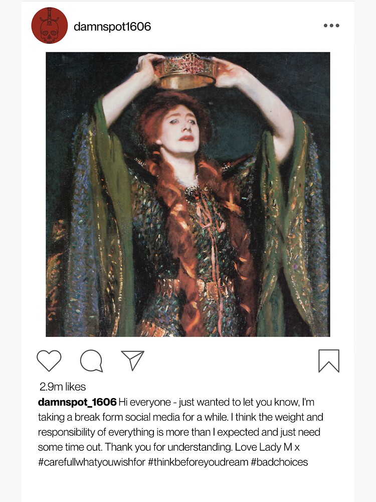 "Lady Macbeth on Social Media" Sticker by WithLoveFromxxx | Redbubble