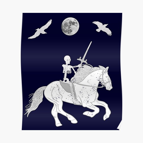 "Ghost rider, skeleton on a horse, white gray" Poster by CreaVisArt ...