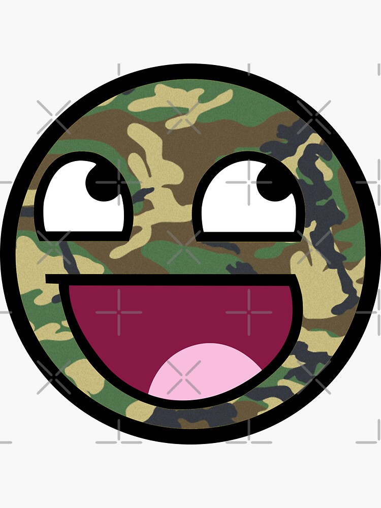 "Camo meme face" Sticker by silverorlead | Redbubble