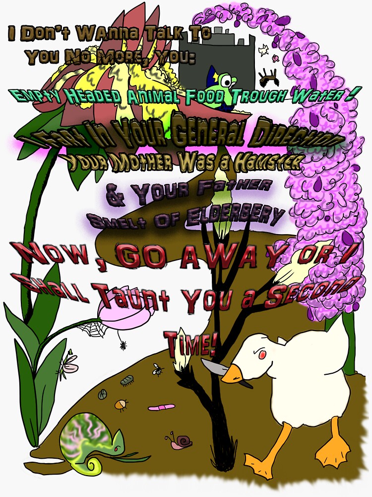 "Monty python fan art anger goose and cowboy wizard frog " Sticker by ...