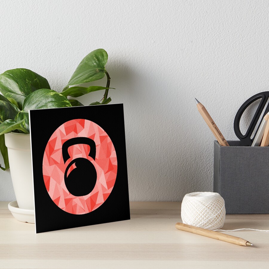 "Kettlebell Workout Icon Cutout From Circle of Red Triangle Pattern ...