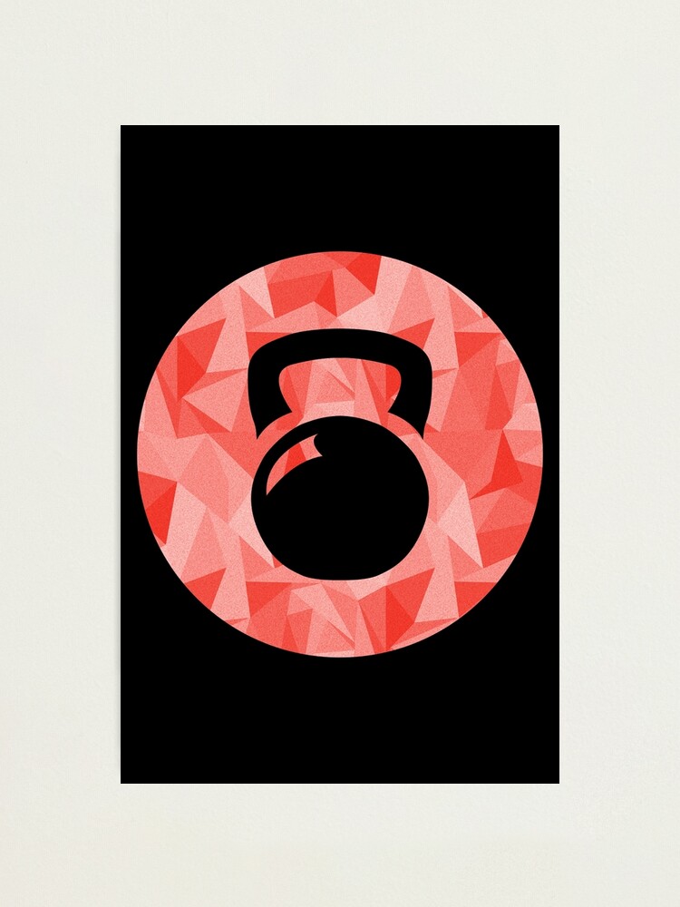 "Kettlebell Workout Icon Cutout From Circle of Red Triangle Pattern ...