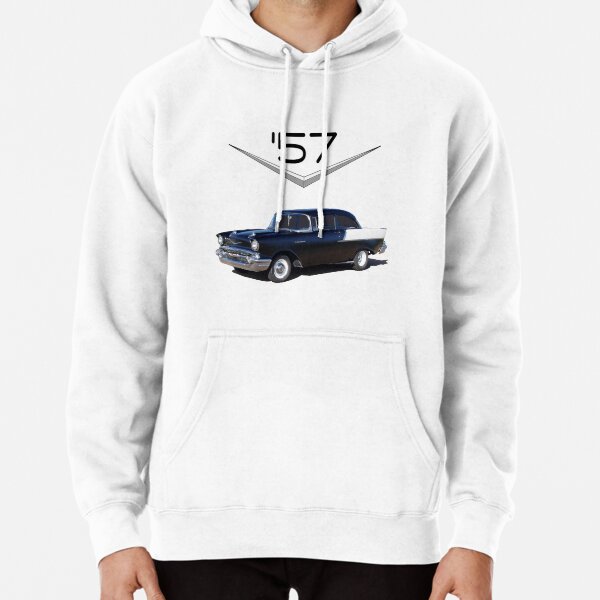 "57 Chevy with Chromework Logo - Shirts, Stickers, Prints" Pullover ...