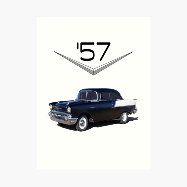 "57 Chevy with Chromework Logo - Shirts, Stickers, Prints" Art Print by ...