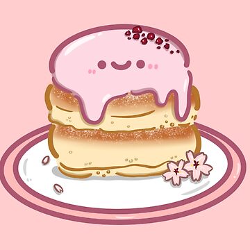"Kawaii japanese sakura fluffy souffle pancake design sticker " Sticker ...