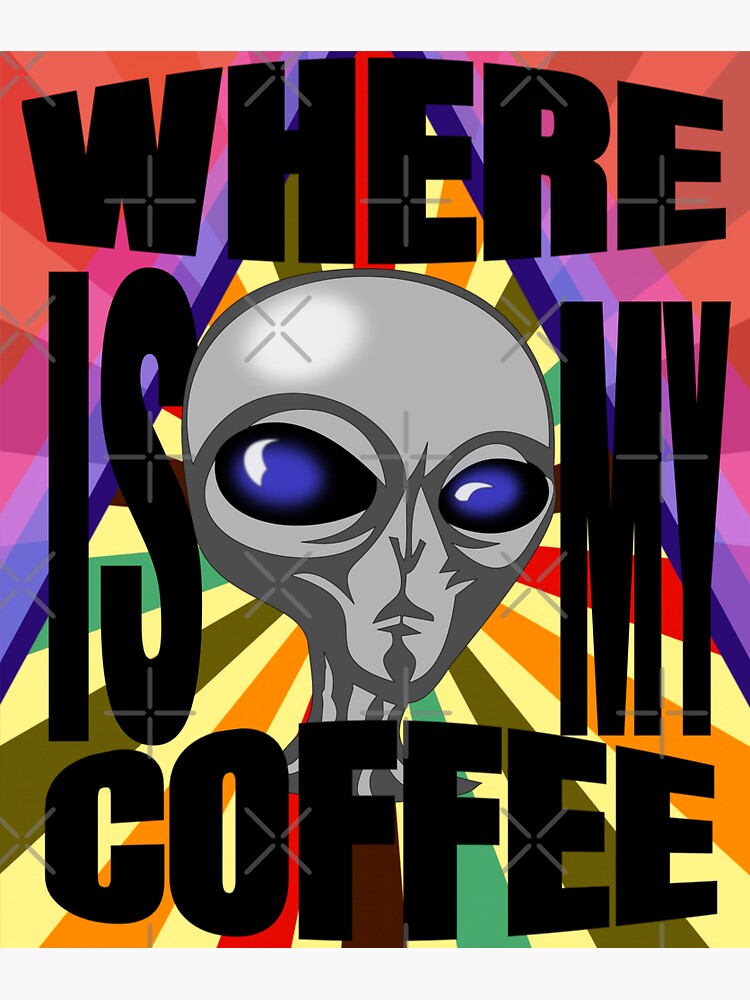 "Alien Coffee retro style" Sticker for Sale by Mandala-Corner | Redbubble