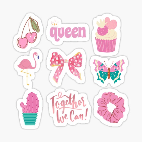 "Pink Theme Sticker Pack" Sticker by creativecup | Redbubble