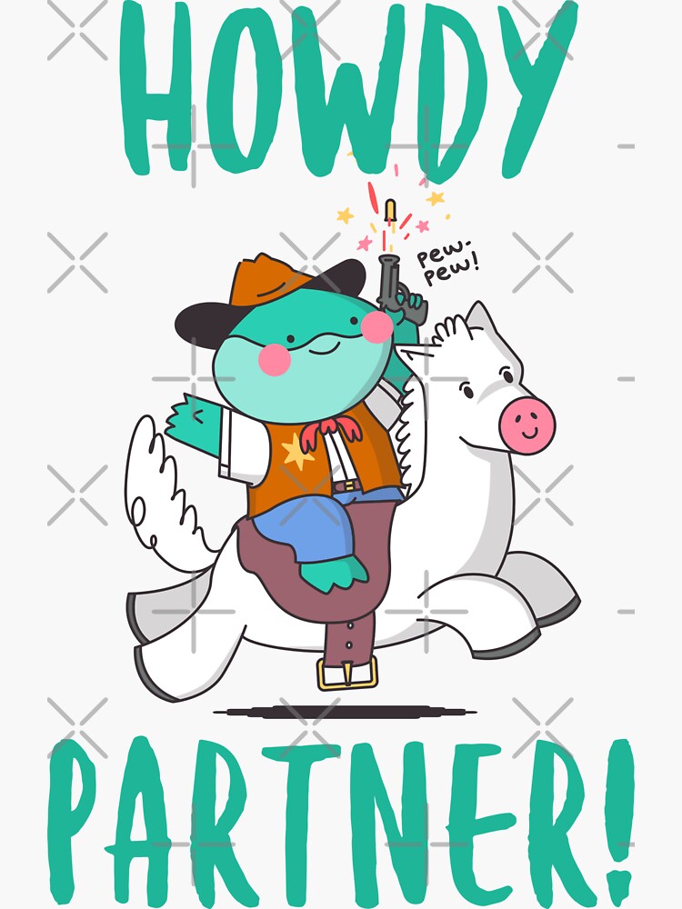 "Howdy Partner! Kawaii Cowboy Frog on horse" Sticker for Sale by ...
