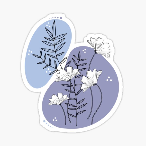 "Minimalist modern flower design blue purple" Sticker for Sale by ...