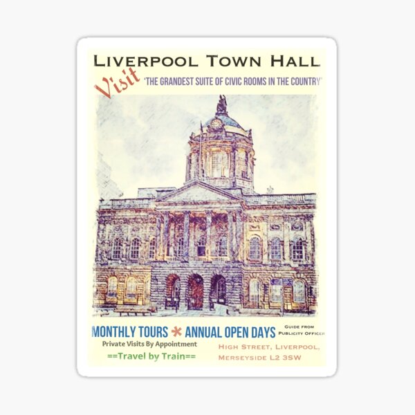 "Old Posters of Liverpool - Liverpool Town Hall" Sticker by ArtMono ...