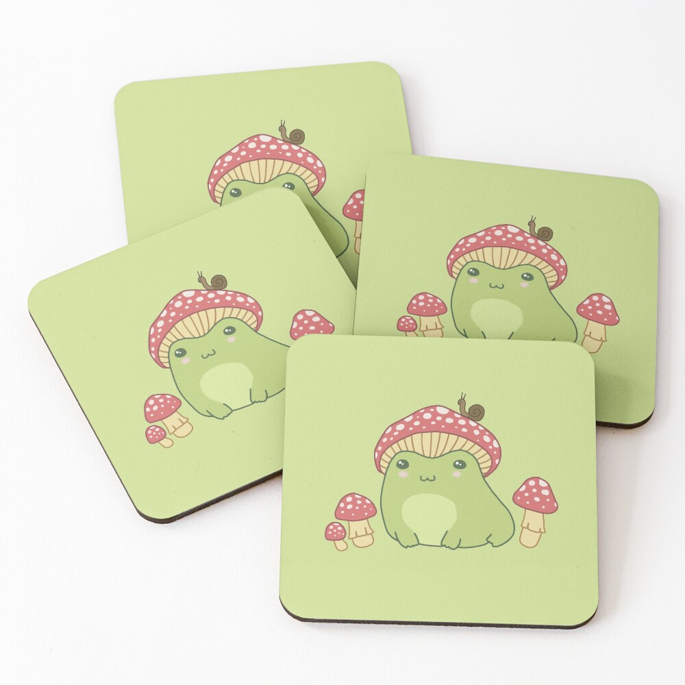 "Kawaii Frog with Toadstool Mushroom Hat and Snail - Cottagecore ...