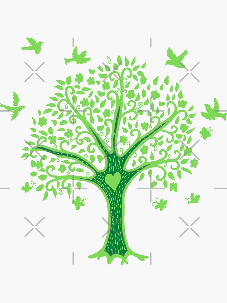 "Tree of life outline with birds" Sticker by smartypaints | Redbubble