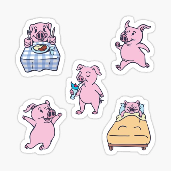 "Funny and Cute Pig Sticker Pack" Sticker for Sale by WildlifeAppCo ...