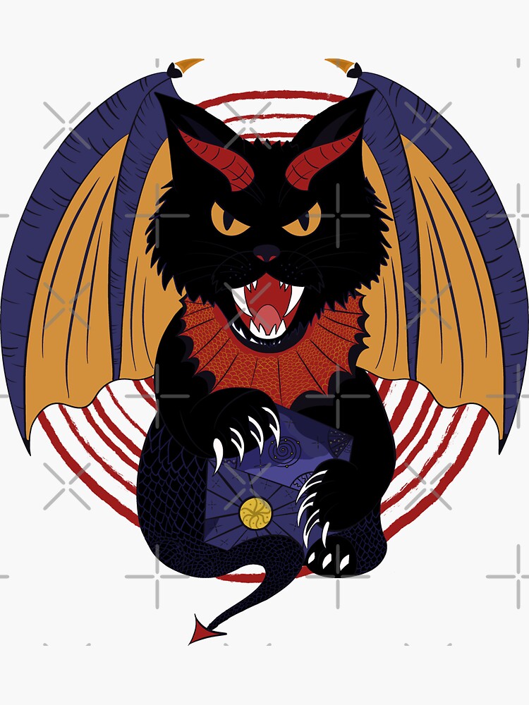 "Demon cat like devil with pandora box" Sticker for Sale by karinkasvit ...