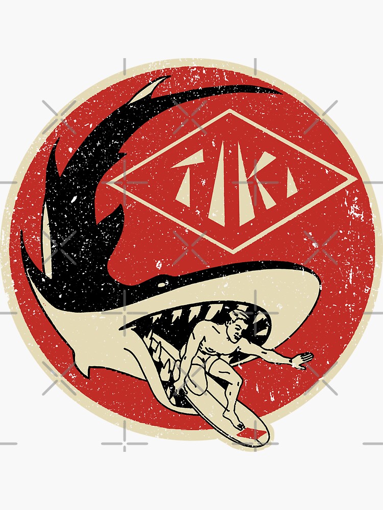 "Tiki surfboards logo" Sticker for Sale by timshawlstudio | Redbubble