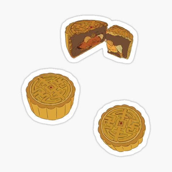 "Mid-Autumn Festival Mooncake" Sticker for Sale by NiftyTrinket | Redbubble