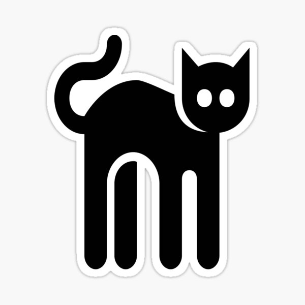 "Black cat drawing" Sticker by Helmymohamed | Redbubble