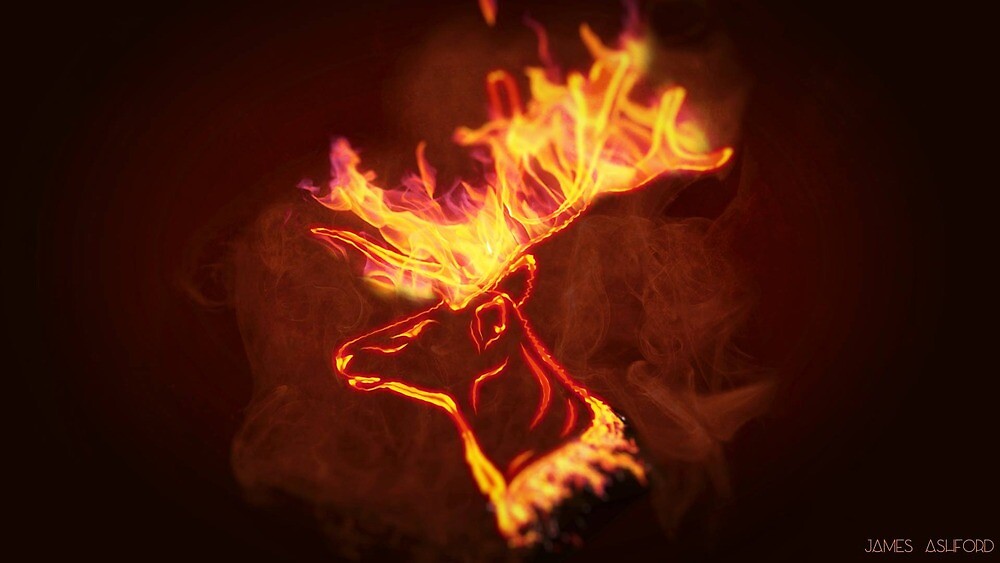 "Flaming Stag" by JamesAshford | Redbubble