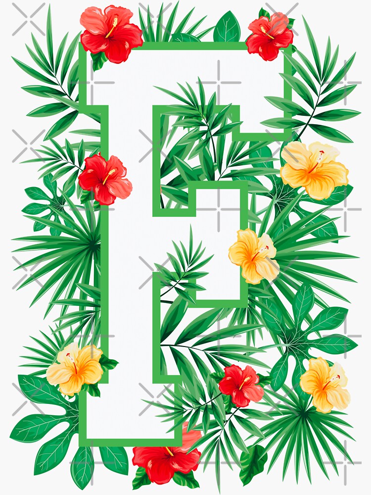 "Capital Letter F Alphabet Monogram Initial Flower Gardener" Sticker ...