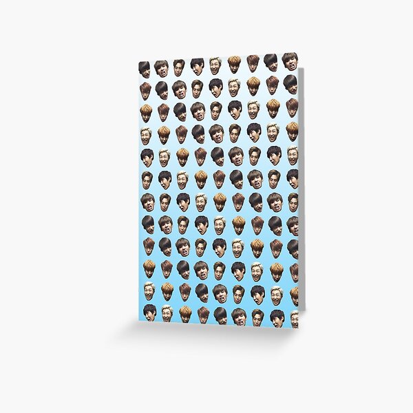 "BTS (Bangtan Sonyeondan) FUNNY DERP FACE GRADIENT BLUE" Greeting Card ...