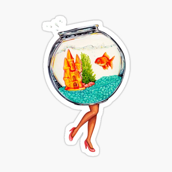 "Fishbowl Pin-Up" Sticker for Sale by KellyGilleran | Redbubble