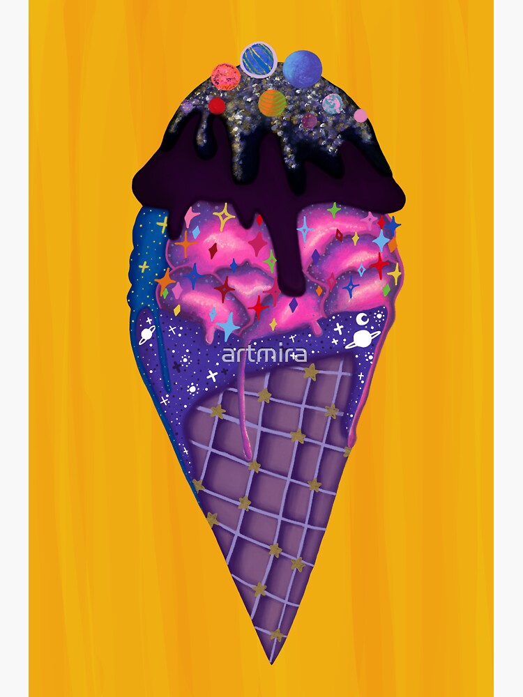 "space ice cream cone yellow" Sticker for Sale by artmira | Redbubble