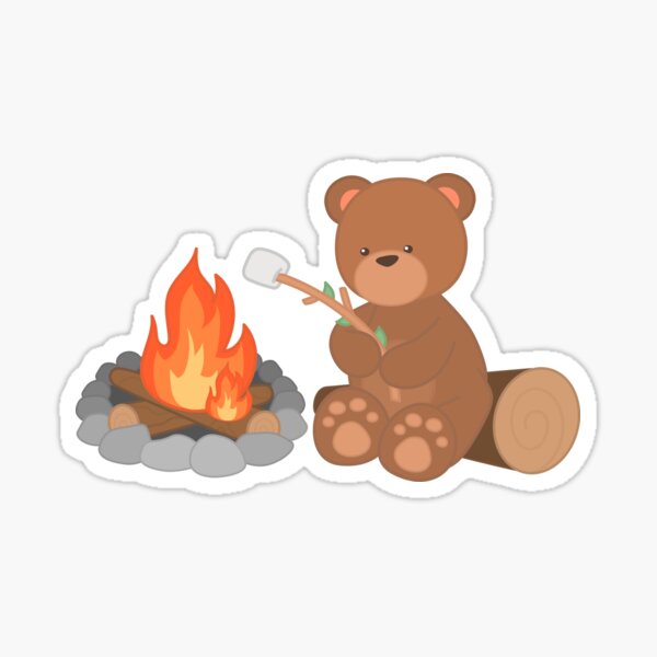 "Teddy Bear Sitting by the Fire" Sticker for Sale by sabrinarromano ...